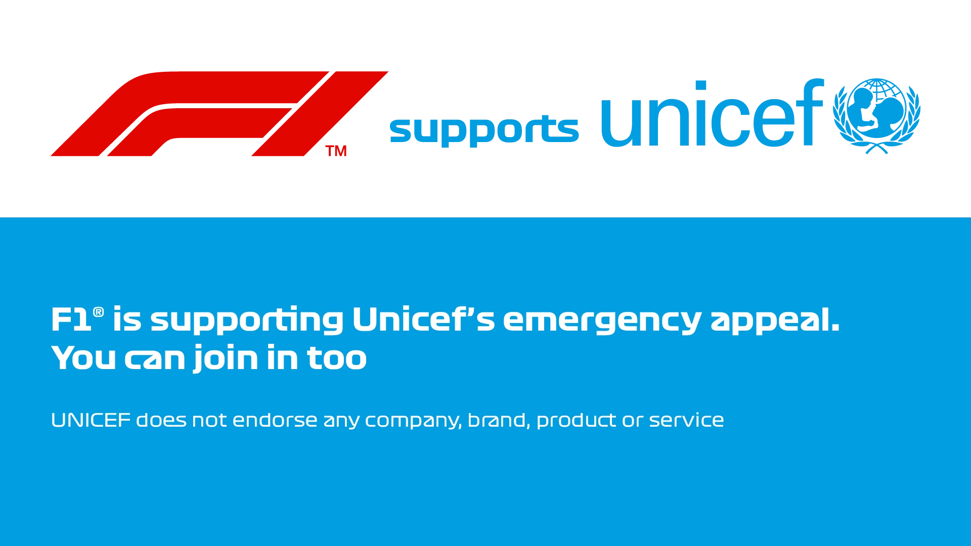 F1 is supporting Unicef's emergency appeal | Formula 1®
