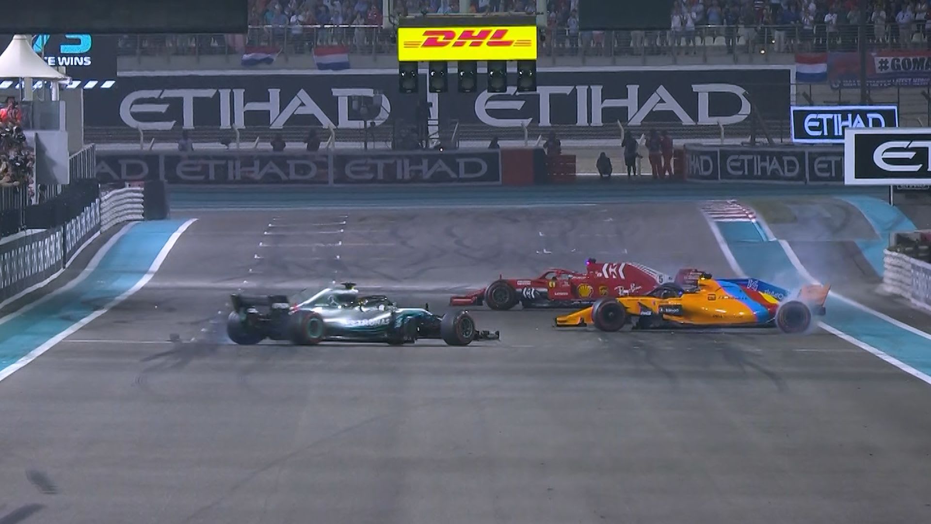 Hamilton, Vettel and Alonso sign off 2018 season with display of donuts ...