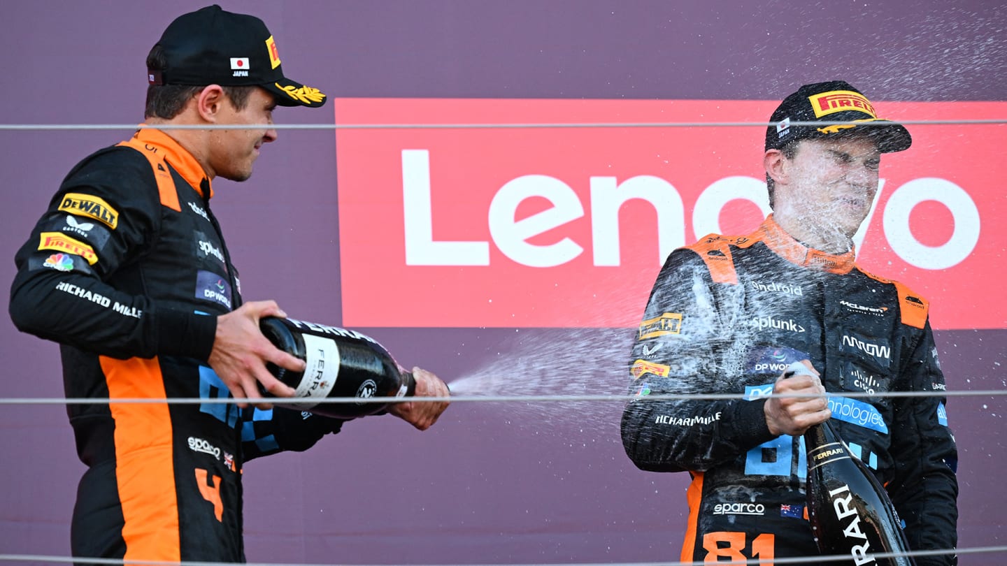 Lando Norris hails ‘outstanding’ progress as McLaren claim their first double podium of the ...