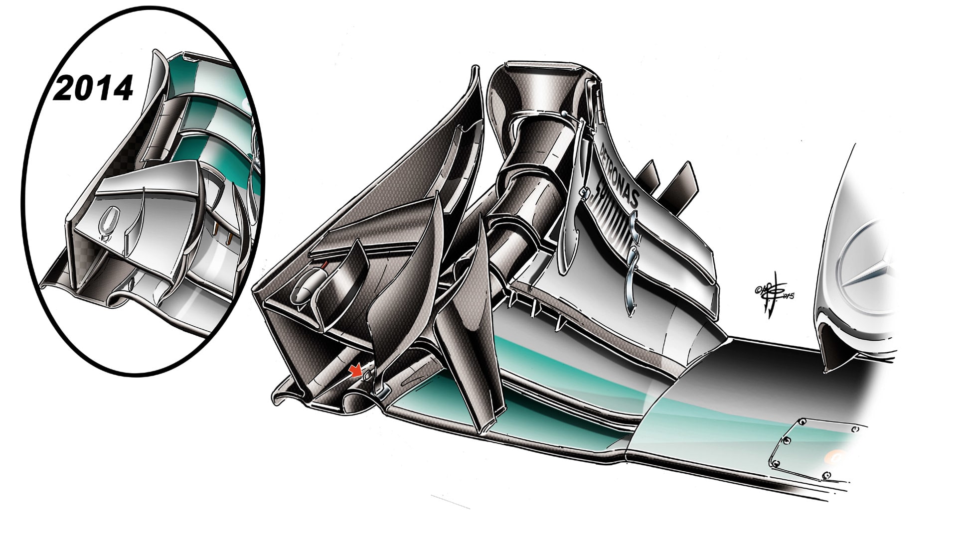 Mercedes F1 W06 Hybrid - revised front wing